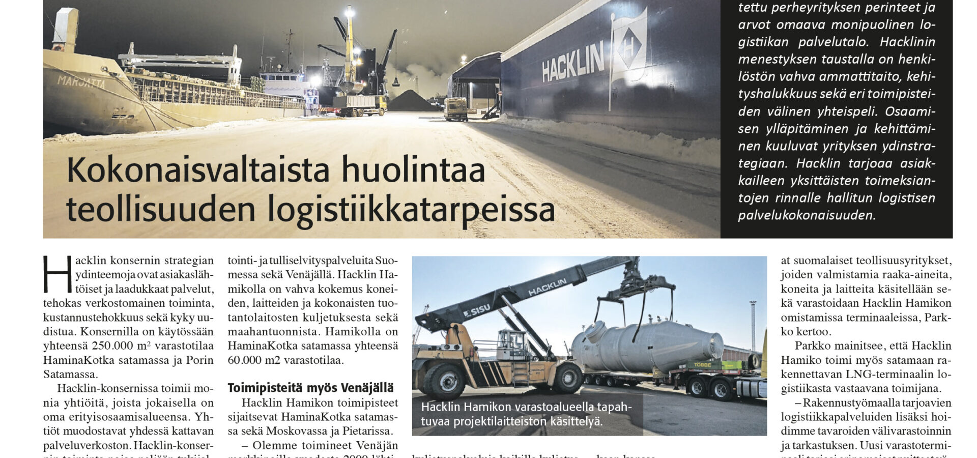 Comprehensive forwarding for industrial logistics needs - Hacklin Hamiko